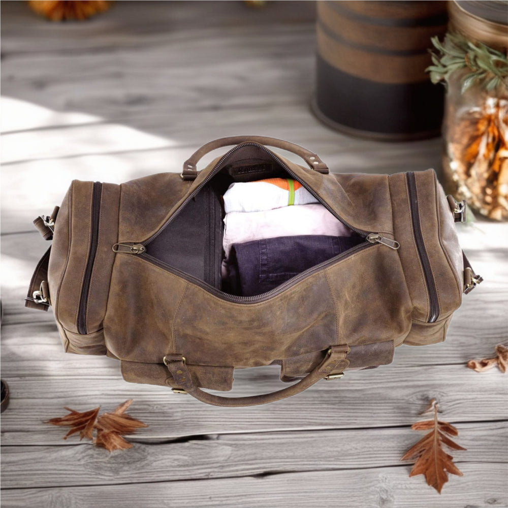 Large Hunter Buffalo Leather Duffel Bag | James Leather