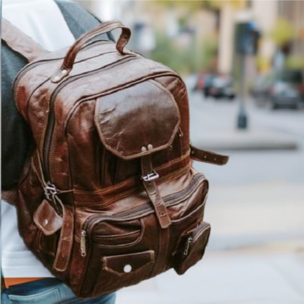 Large Vintage Leather Travel Rucksack Bag | James Leather